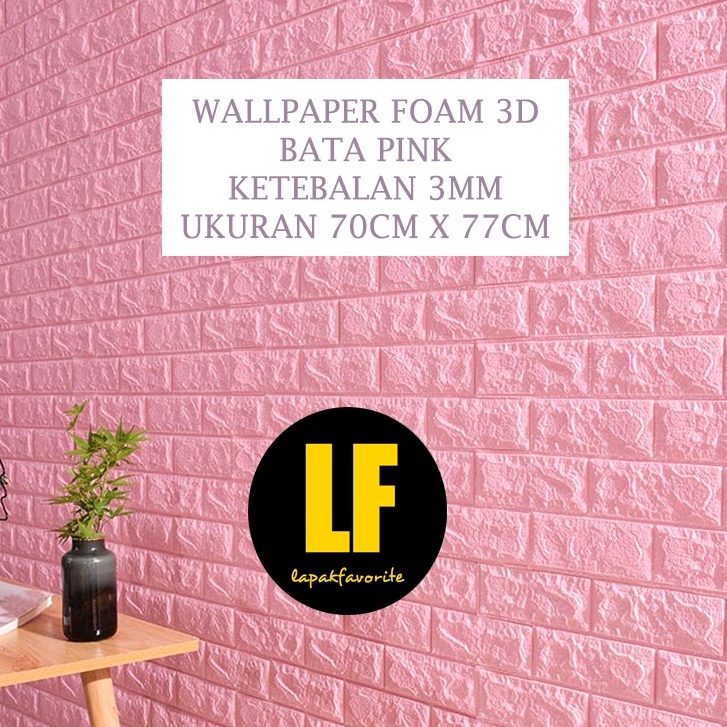 Jual AA Wallpaper Foam Pink Bata 3D Bata Warna Pink Premium Wall Paper Sticker Tebal 3MM ...