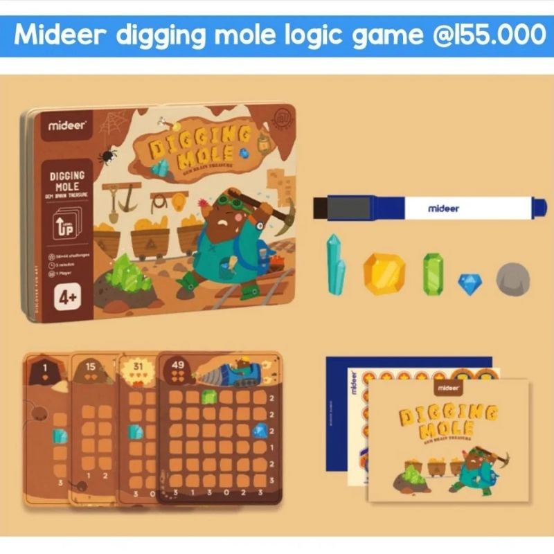 Jual Mideer Digging mole Gem brain treasure logic game mainan logika ...