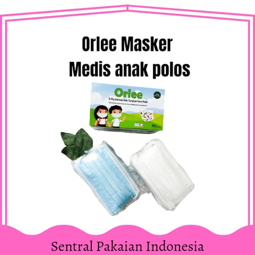 Jual ORLEE Medis Masker anak polos ( 1 box isi 50 pcs) | Shopee Indonesia