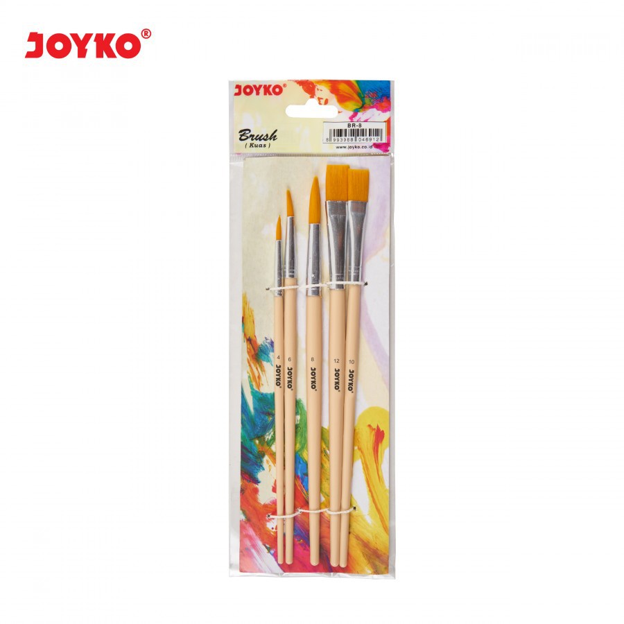 Jual Kuas Lukis Brush Joyko BR 8 Set Isi 5 Koas Cat Air Acrylic Minyak ...