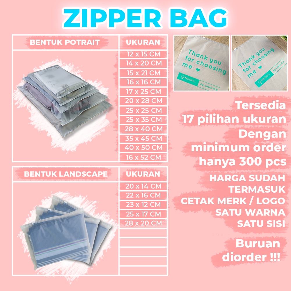Jual Zipper Bag / PROMO MIMUM HANYA 100 pcs / Plastik Ziplock / Sablon ...
