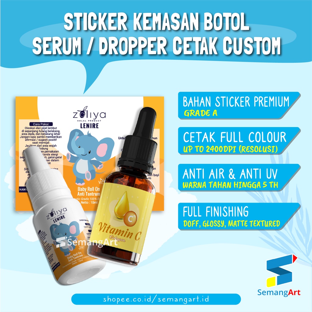 Jual Cetak Sticker Label Botol Serum / Dropper Anti Air & Anti UV ...