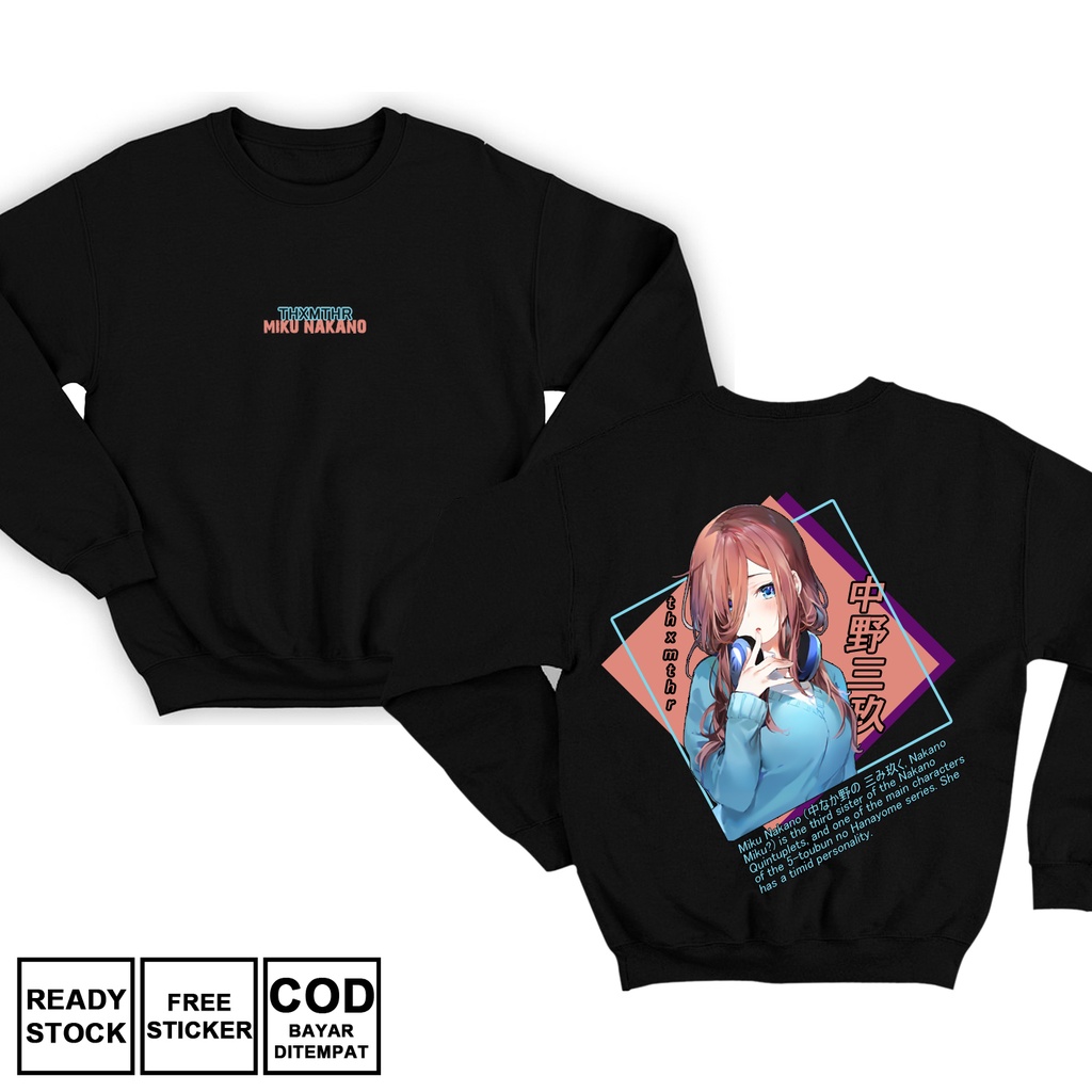 Jual SWEATER MIKU NAKANO 5 TOUBUN NO HANAYOME WAIFU ANIME MANGA YOTSUBA ...