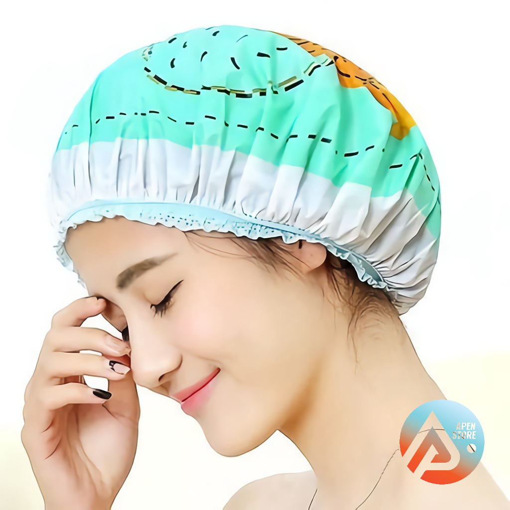 Jual APEN Shower Cap Karakter Kartun Penutup Rambut Kepala Mandi Topi ...