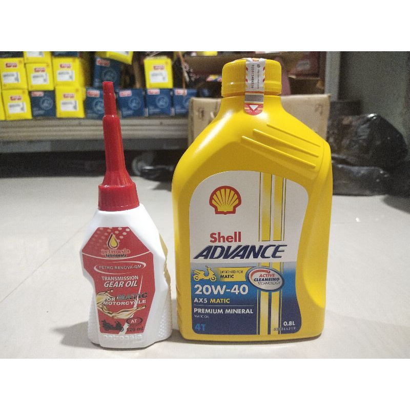 Jual PAKET shell advanced ax5 matic sae 20w-40 0.8lt + GEAR PETROASIA ...
