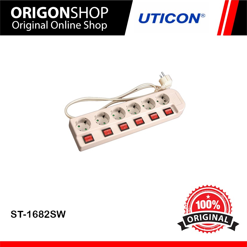 Jual Uticon ST-1682SW Stop Kontak Multi 6 LB | Shopee Indonesia