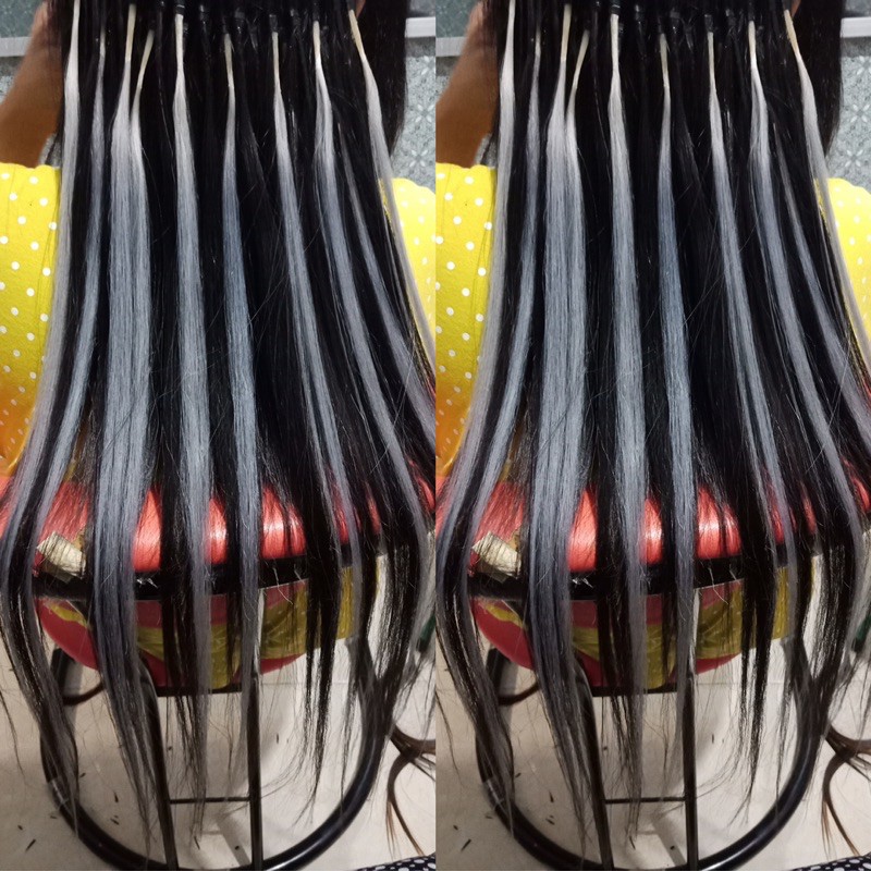 Jual Hair Extension rambut asli / Rambut Sambung Grey Abu 50-55cm ...