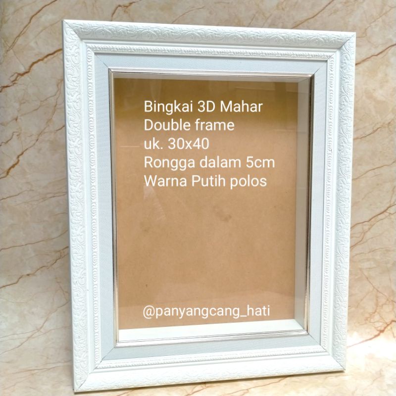 Jual Bingkai Frame Mahar 3D double frame 30x40 cm kaca / Frame Fiber ...