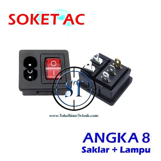 Jual Socket AC Angka 8 + Saklar Lampu Power Outlet Switch Colokan 2P BA-86S | Shopee Indonesia