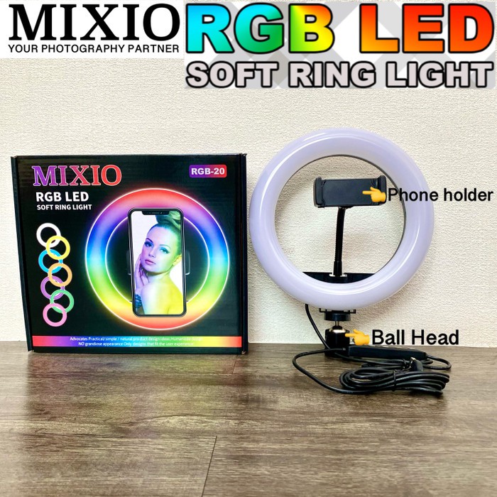 Jual MIXIO RingLight Rainbow RGB 20CM Ring Light RGB TikTok Youtuber ...