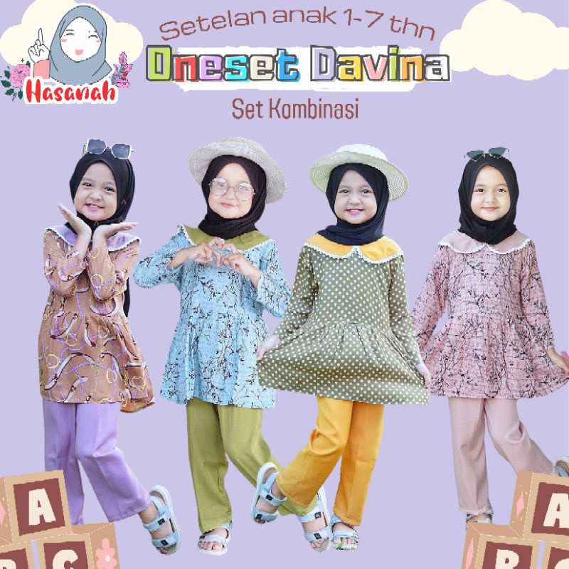 Jual Setelan rayon anak oneset anak Davina rayon kombinasi | Shopee ...