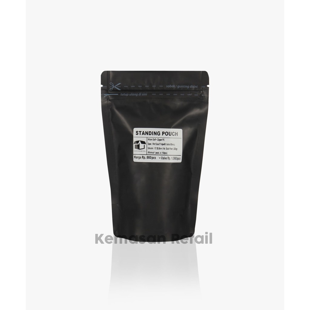 Jual Standing Pouch Alumunium Hitam Doff Zipper 13x20 | Shopee Indonesia