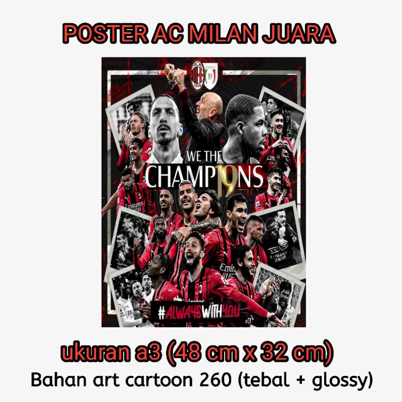 Jual POSTER AC MILAN LIGA ITALIA | Shopee Indonesia