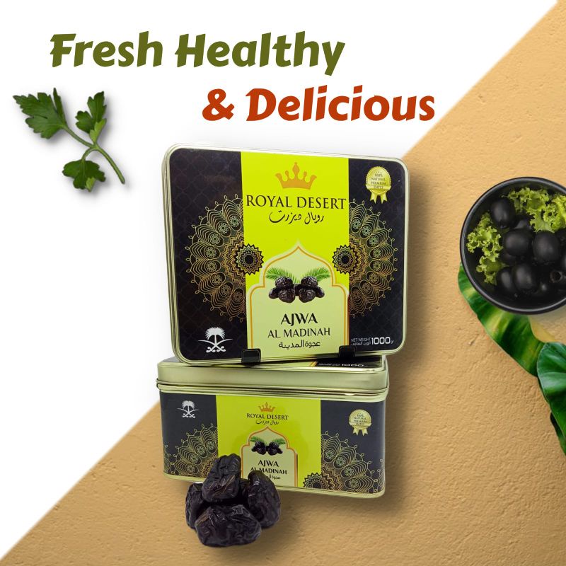 Jual Kurma Ajwa Royal Desert Kemasan Kaleng (1kg) | Shopee Indonesia