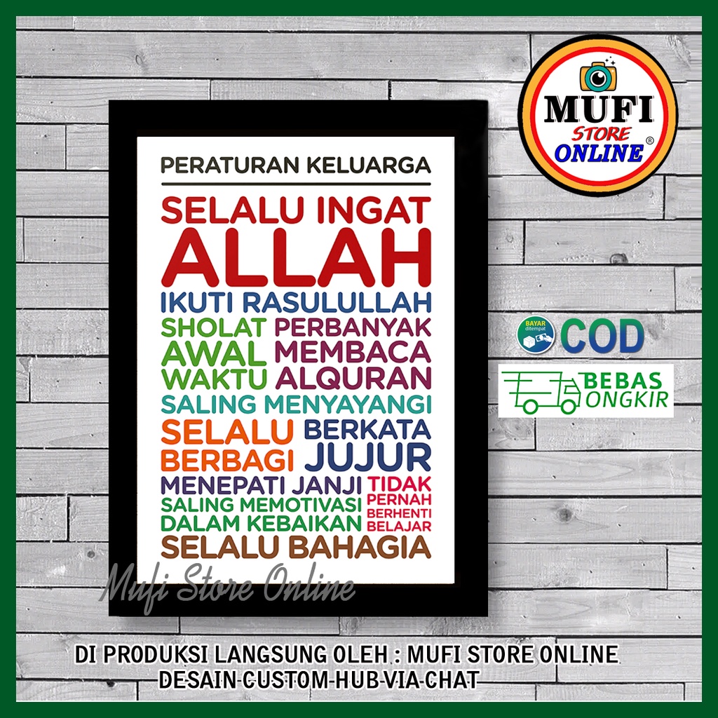 Jual Hiasan dinding poster motivasi keluarga islami walldecor bingkai ...