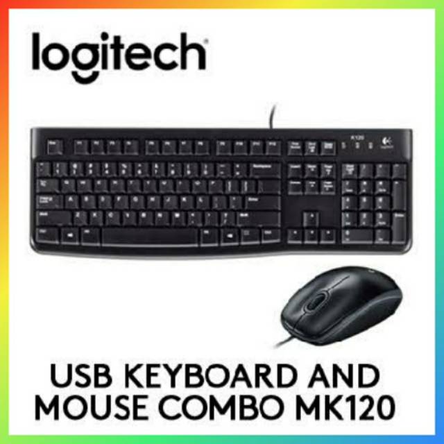 Jual Logitech MK120 Combo Set Wired (Keyboard + Mouse) | Shopee Indonesia