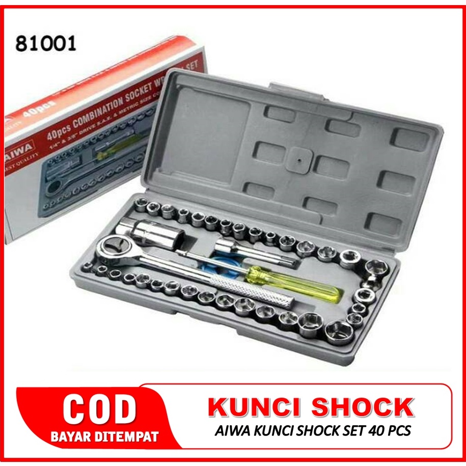 Jual KUNCI SOK 40 PCS KUNCI SOCK SET 40 PCS FULL LENGKAP SOCKET TOOL KIT PAS RING L MOTOR MOBIL ...