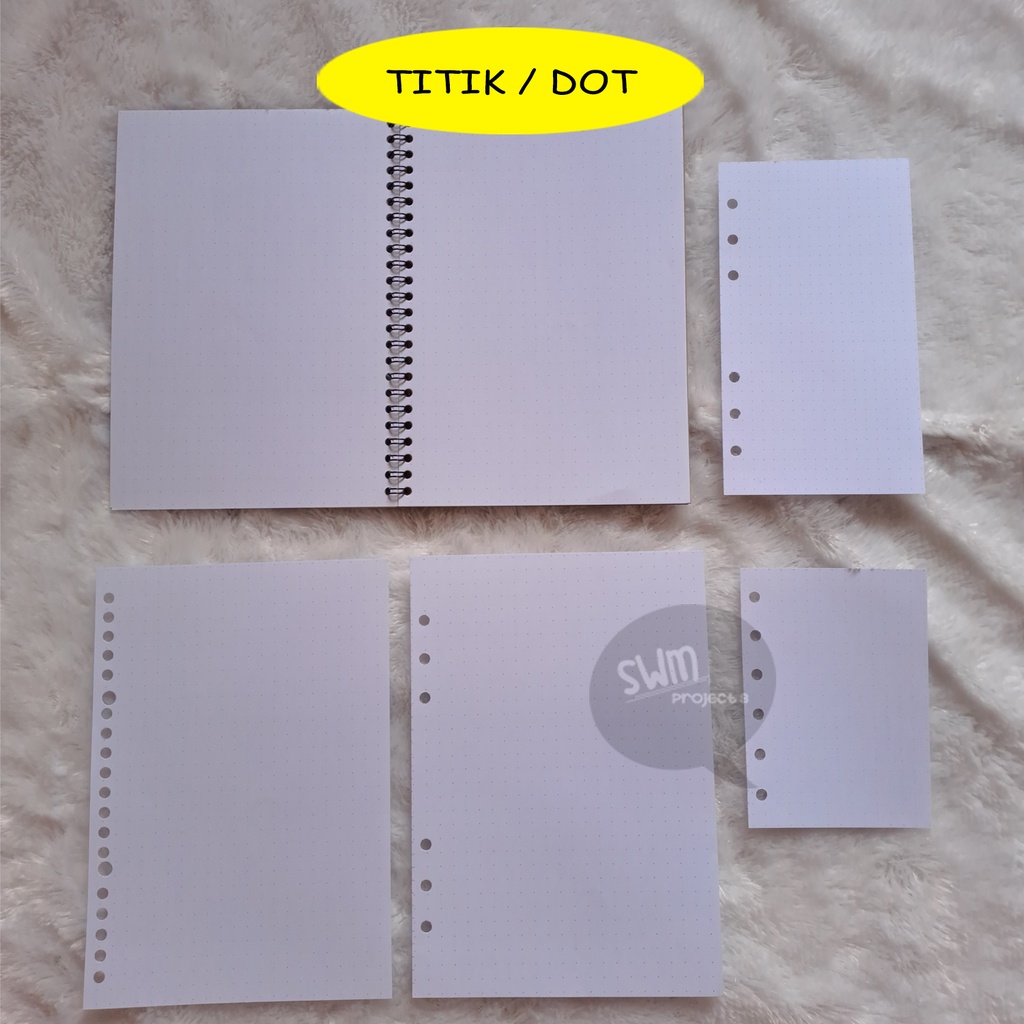 Jual planner Putih titik - dot notebook spiral refill loose leaf kertas ...