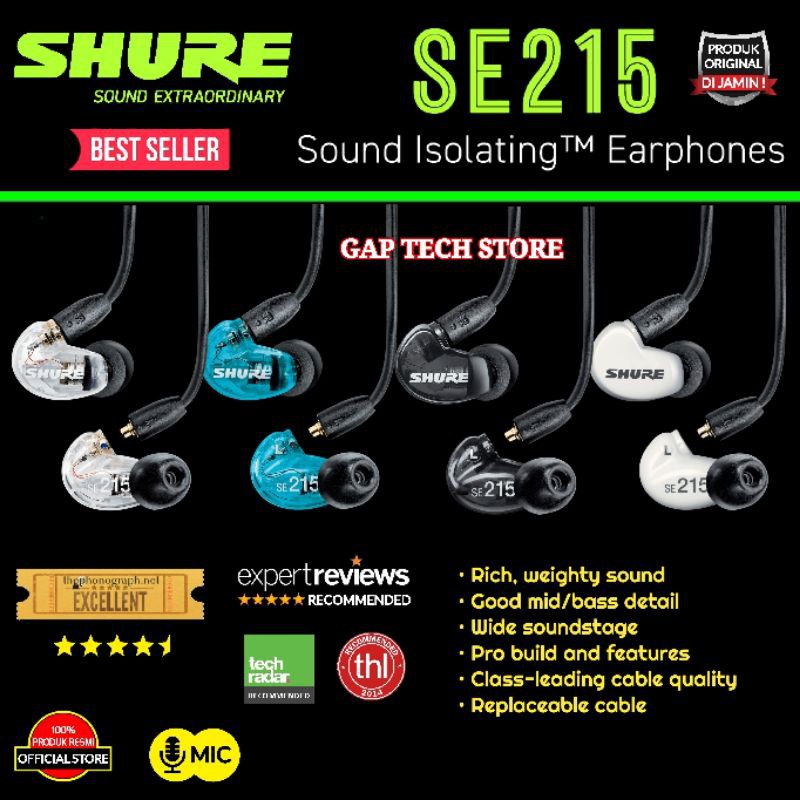 Jual Shure SE215 / SE 215 / AONIC 215 / AONIC215 Sound Isolating ...