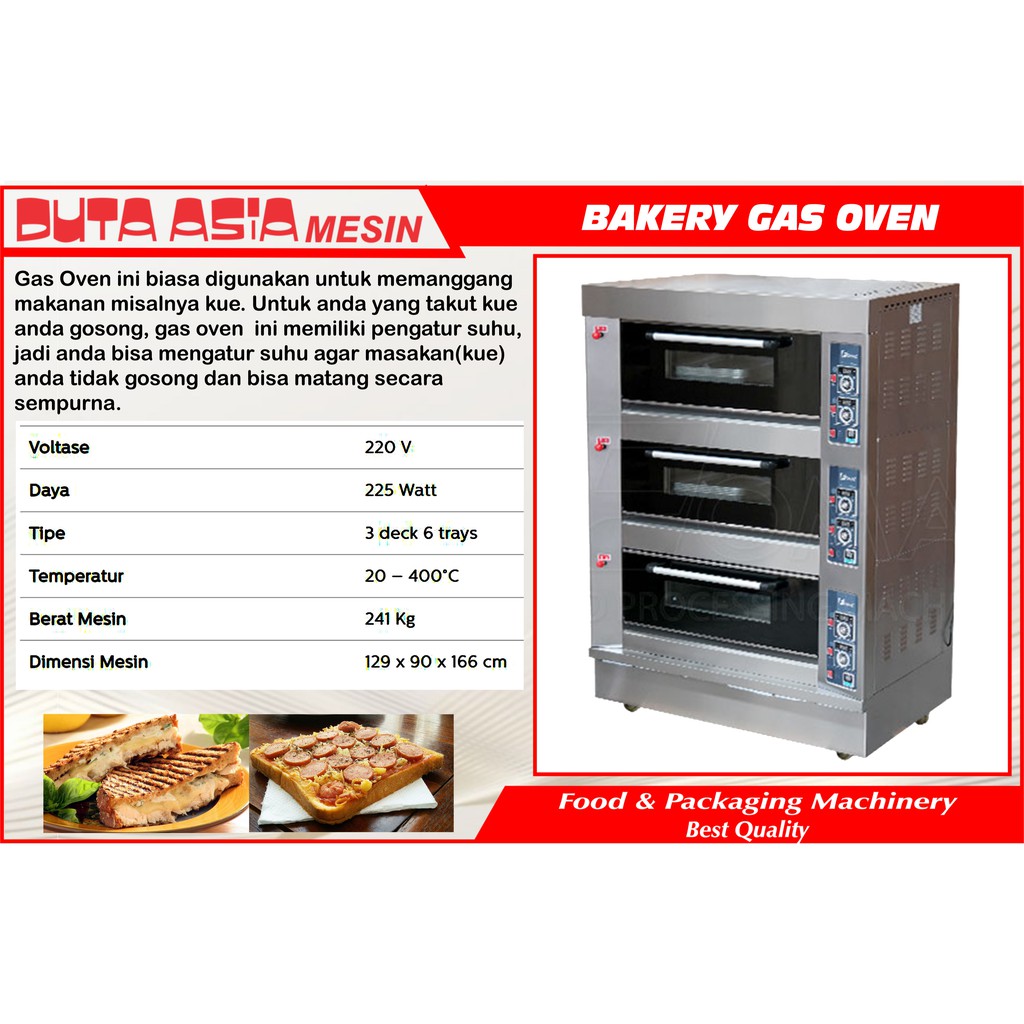 Jual MESIN GAS OVEN PEMANGGANG ROTI 3 RAK 6 NAMPAN | Shopee Indonesia