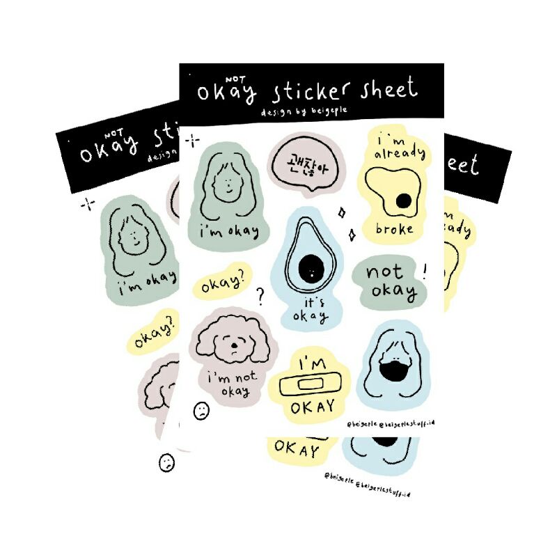 Jual Not Okay Sticker Sheet (Korean Aesthetic Sticker) | Shopee Indonesia