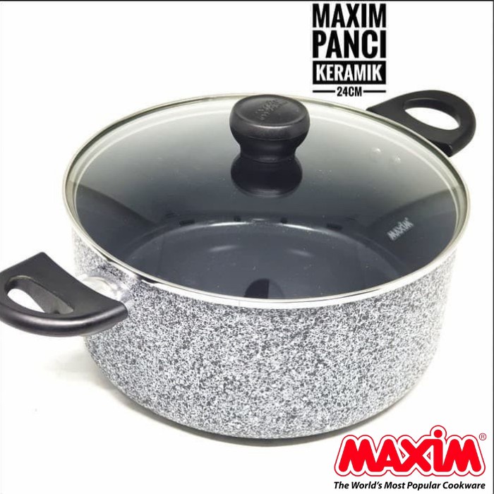 Jual Maxim Neostone Marble Ceramic Dutch Oven 24 Cm + Tutup Kaca promo | Shopee Indonesia