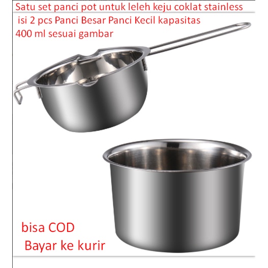 Jual Satu set panci pot untuk leleh keju coklat stainless isi 2 pcs ...