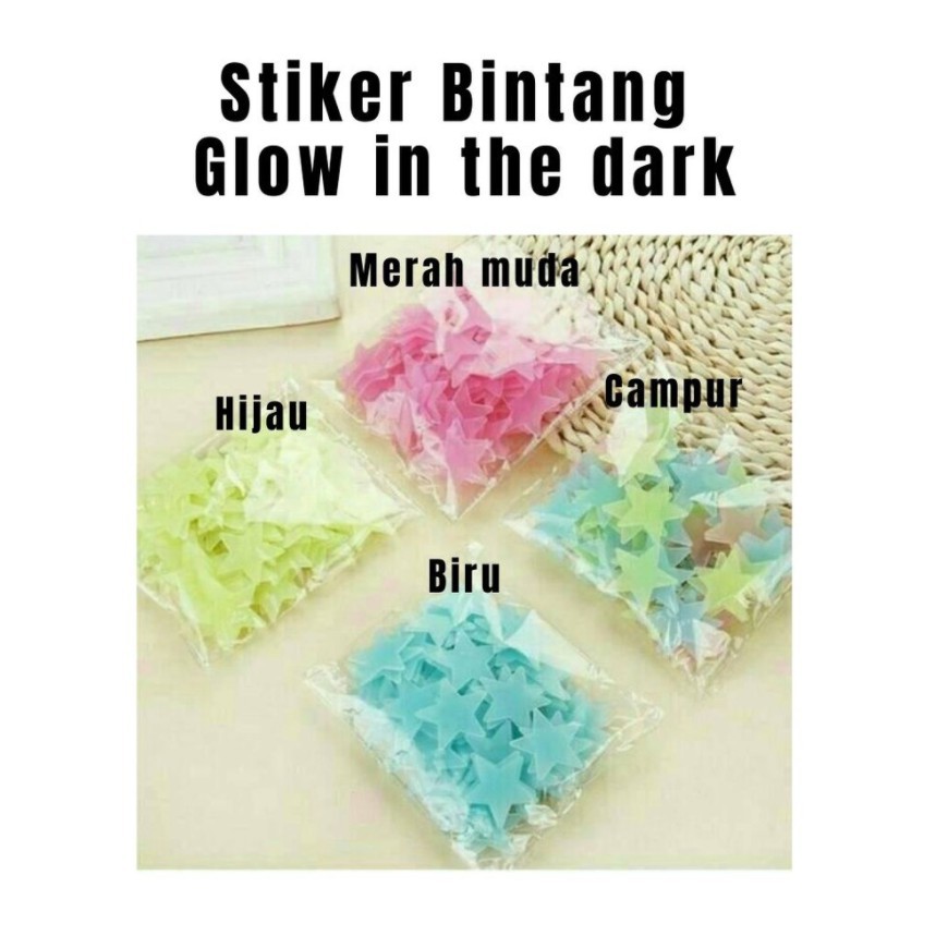 Jual BAJ Stiker Bintang 100pcs Stiker Dinding Glow In The Dark Star ...