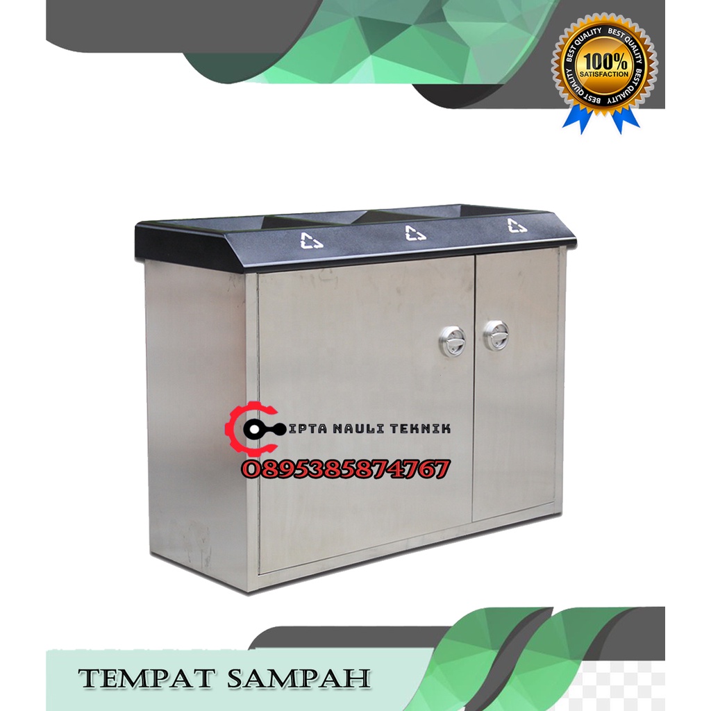 Jual Outdoor recycling bins stainless steel 3 containers -Tong Sampah ...