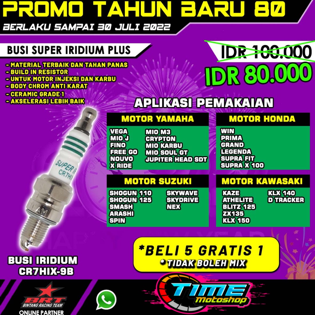 Jual PROMO BUSI BRT IRIDIUM PLUS CR7HIX-9B (HONDA / YAMAHA / KAWASAKI / SUZUKI) MIO M3 - VEGA ...