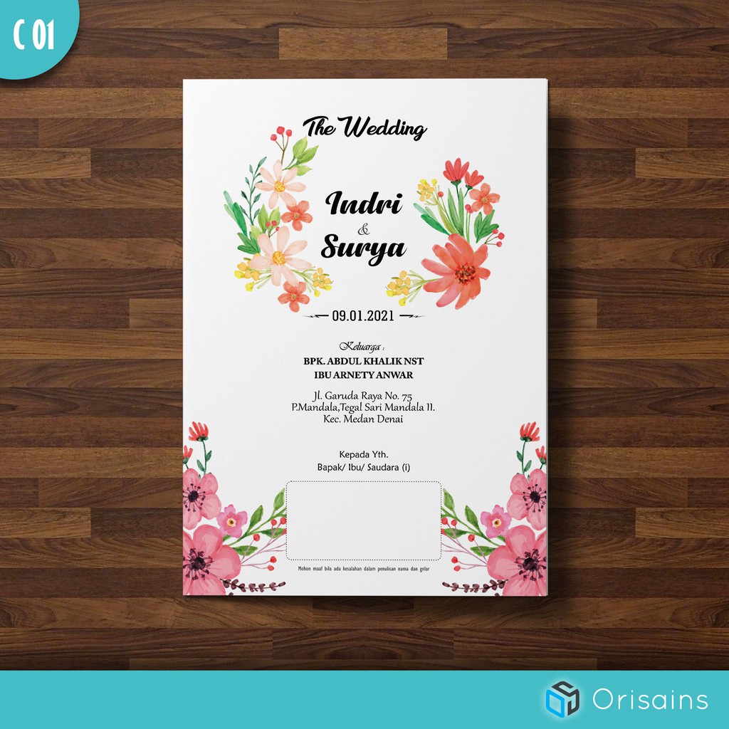 Jual Undangan Pernikahan Simpel Vintage Unik Murah Motif Bunga - Min ...