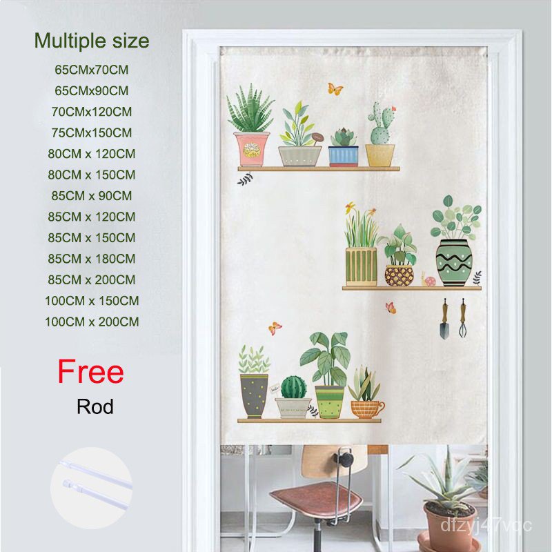 Jual 64pH Japanese style kitchen short partition curtain with rod ...