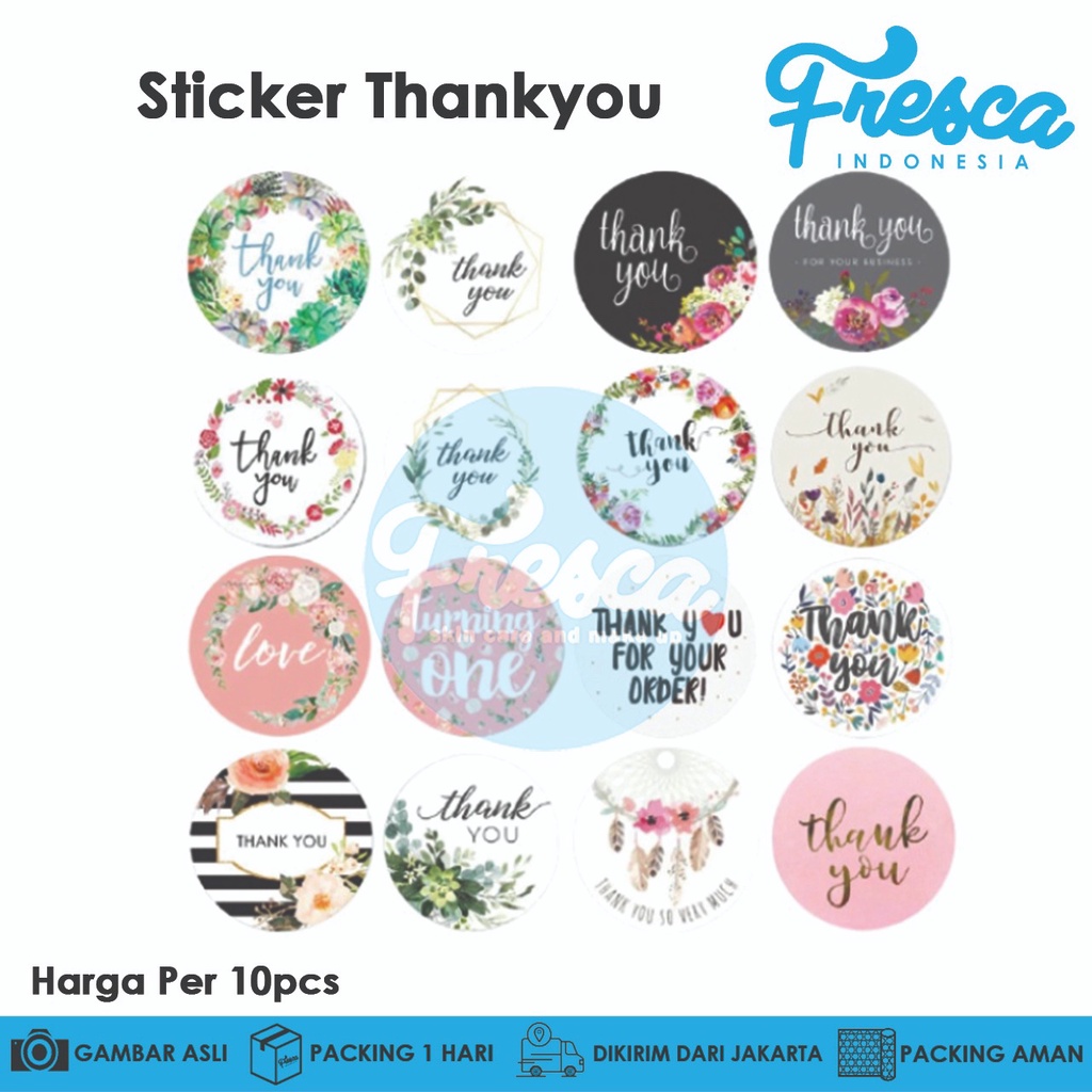 Jual 10pcs Stiker Sticker Label Thank You Motif Stiker Thankyou Thanks ...