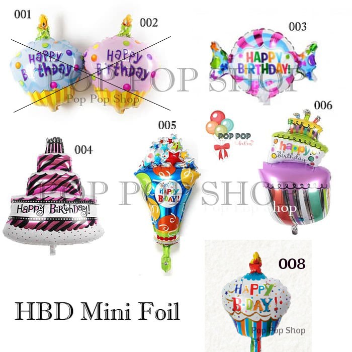 Jual Balon foil HBD Mini Cupcake, Permen, Kue, Cake Happy Birthday ...