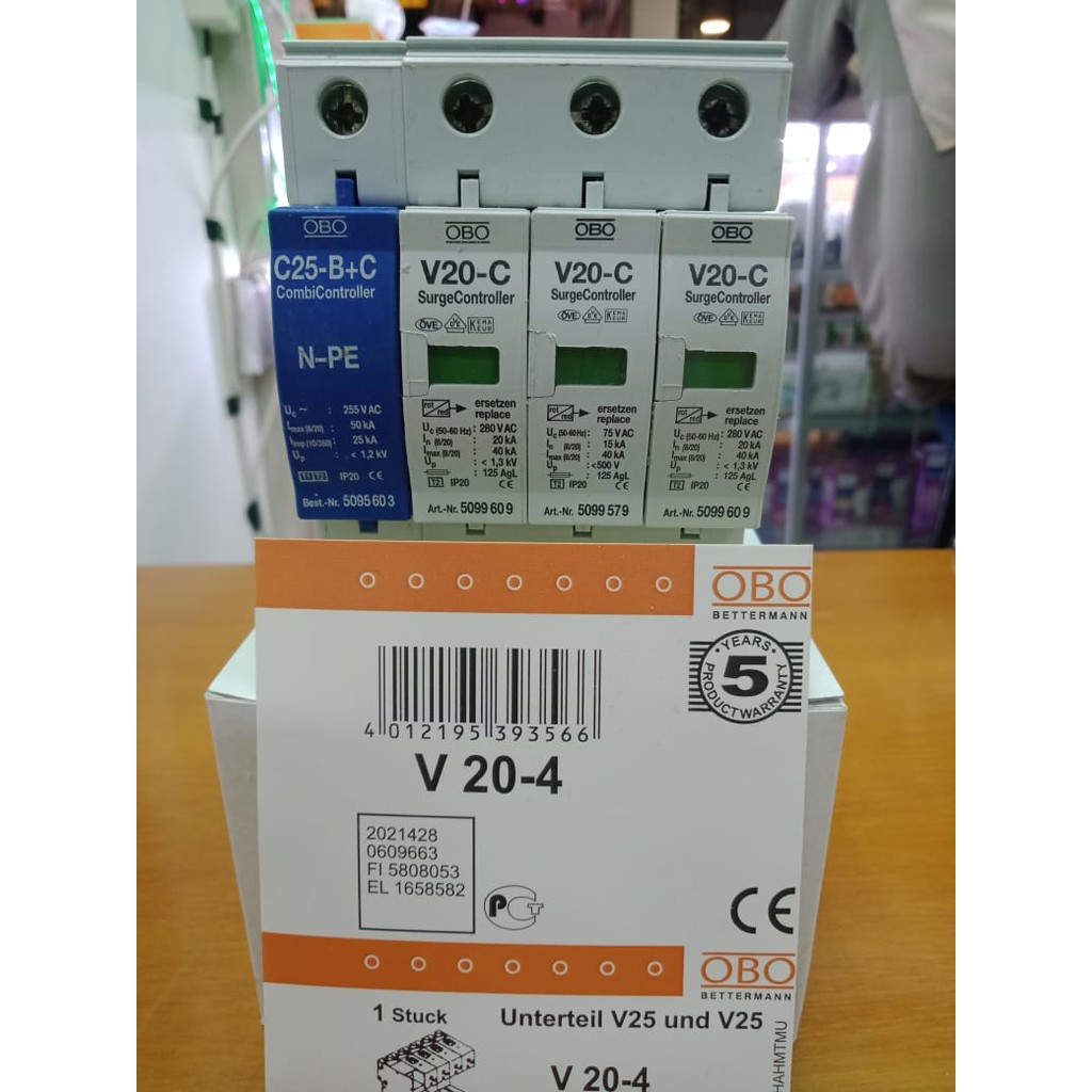 Jual Surge Arrester Obo V20-C 3p+Npe Penangkal Petir Lightning V20 ...