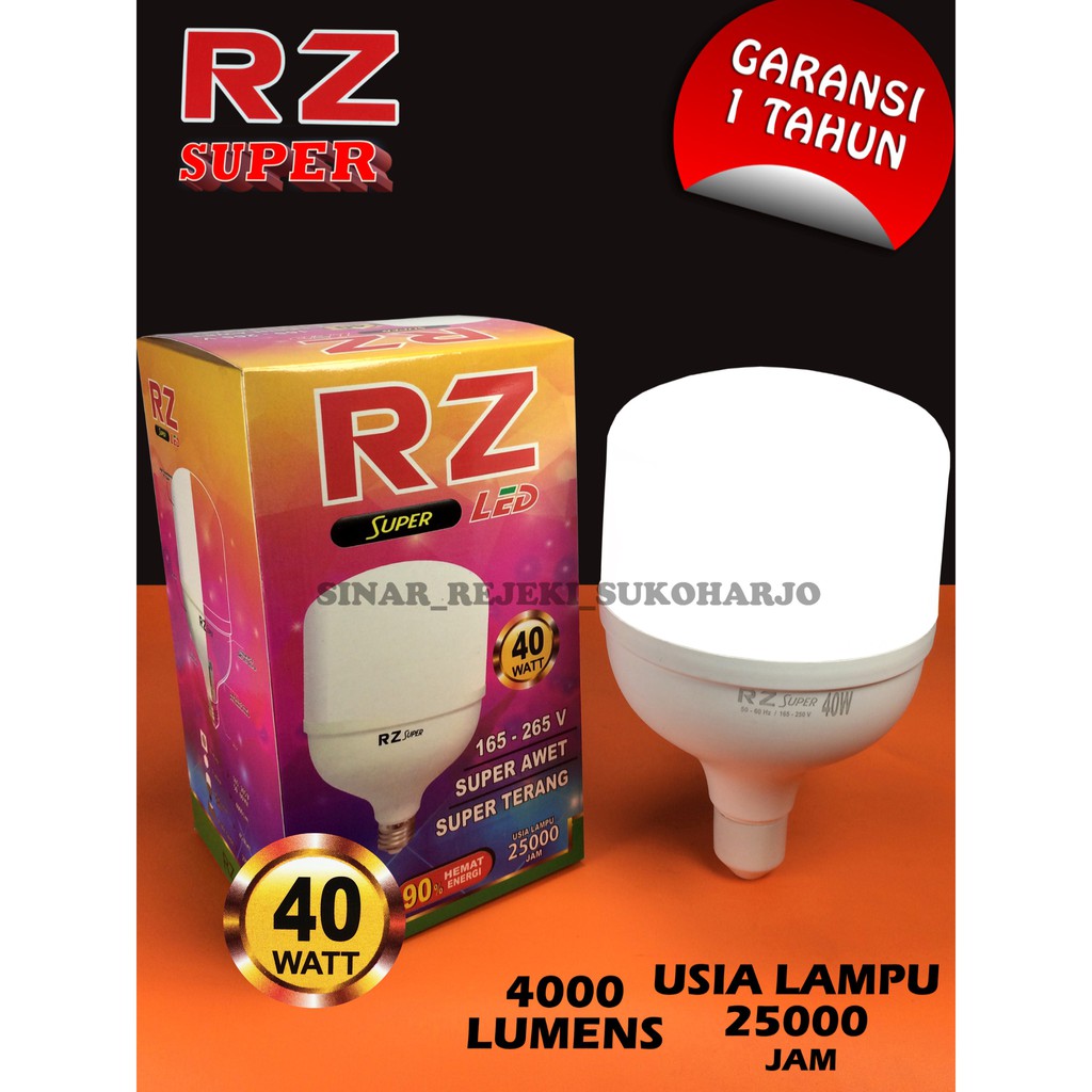 Jual RZ Super Lampu LED Kapsul JUMBO 40W 40Watt Bohlam Capsule Putih 40 Watt | Shopee Indonesia