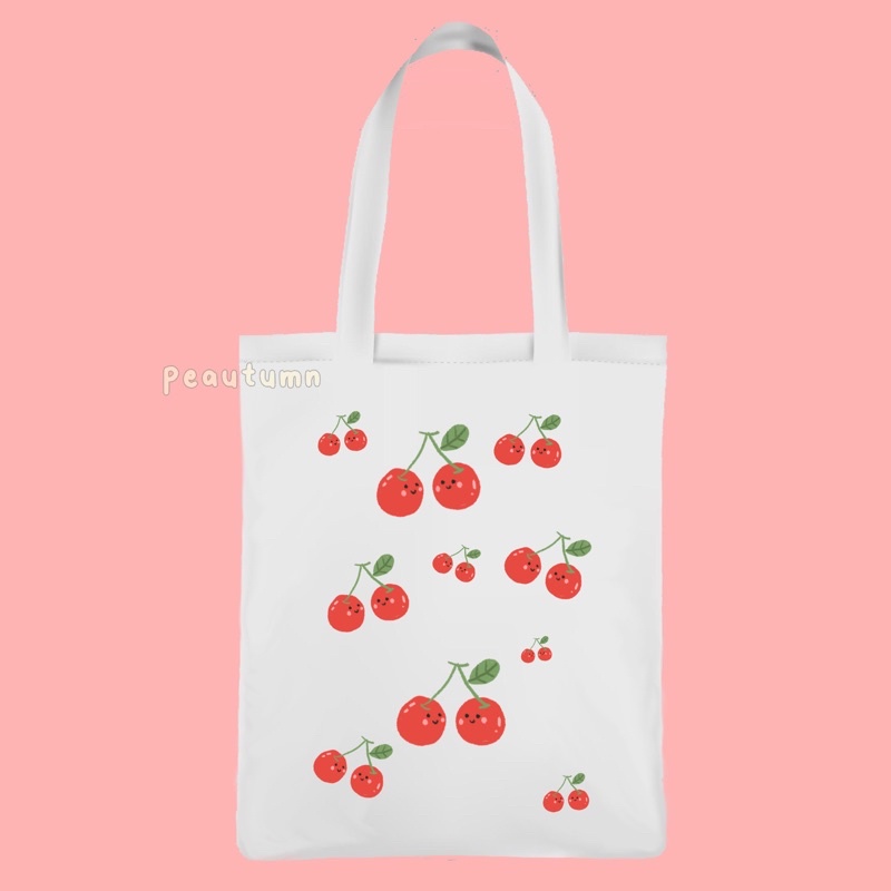 Jual TOTE BAG KANVAS CHERRY Ukuran 30x40 Aesthetic Desain Buah Ceri ...