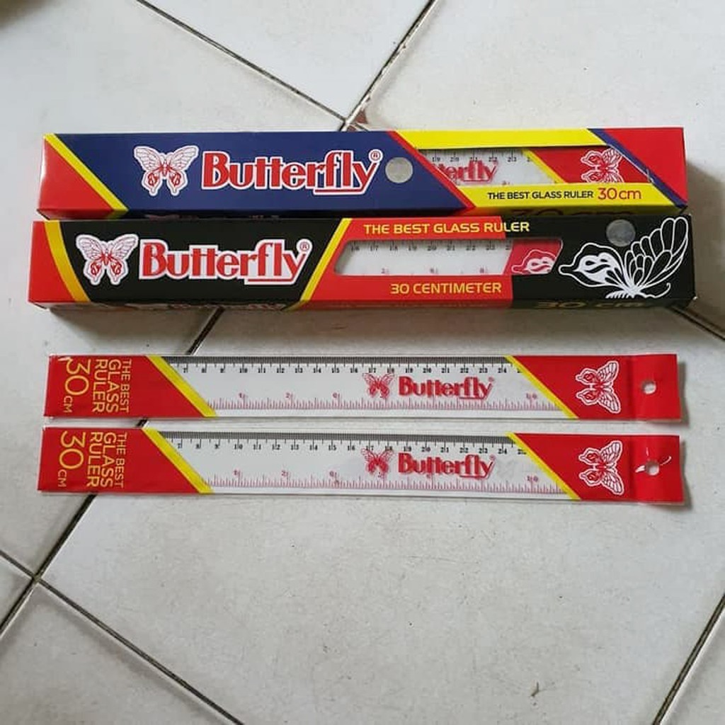 Jual penggaris mika butterfly 30cm | Shopee Indonesia