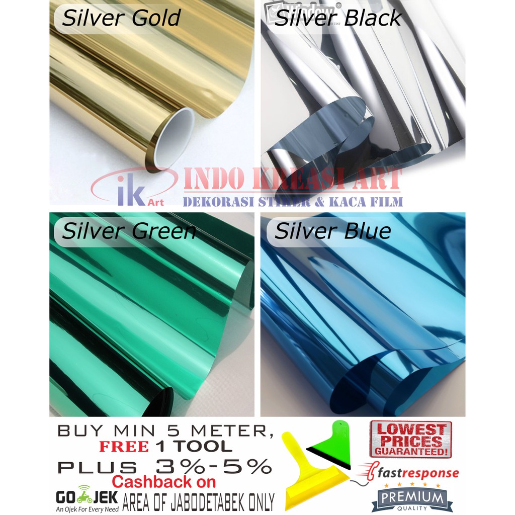 Jual KACA FILM ONE WAY ONEWAY SILVER BLACK BROWN BRONZE GOLD GREEN BLUE ...