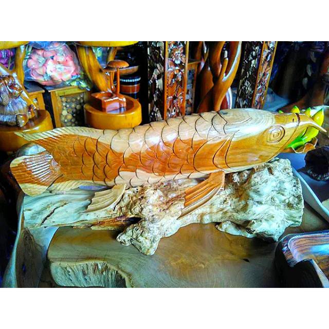 Jual PREMIUM Patung Ikan Arwana Jati Size P60 cm | Shopee Indonesia