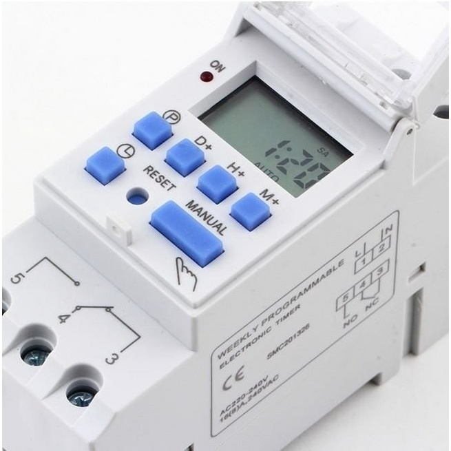 Jual programmable digital timer switch din rail / timer digital 220v ...