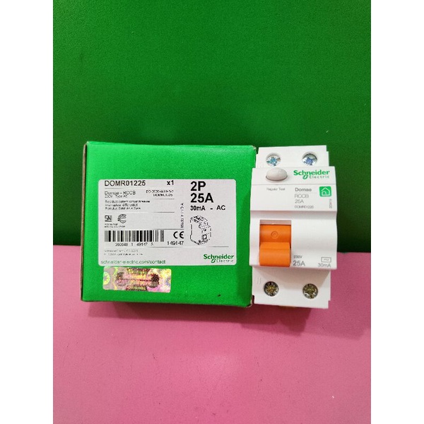 Jual SCHNEIDER ELCB / RCCB Domae 2P 25A 30mA DOMR01225 1P+N 25 Amp | Shopee Indonesia