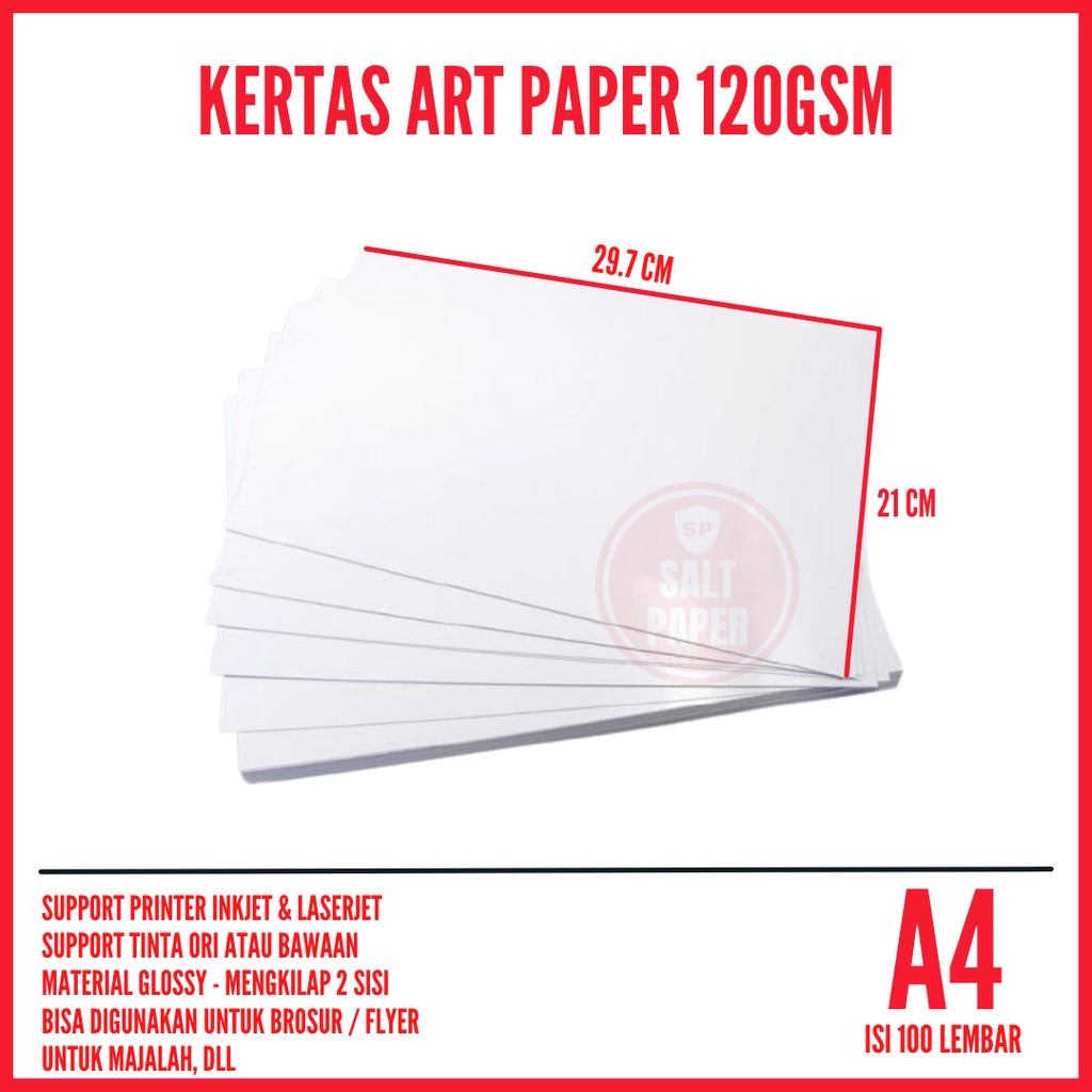 Jual Kertas Art Paper 120 gsm A4 isi 100 lembar / Kertas Flyer A4 ...