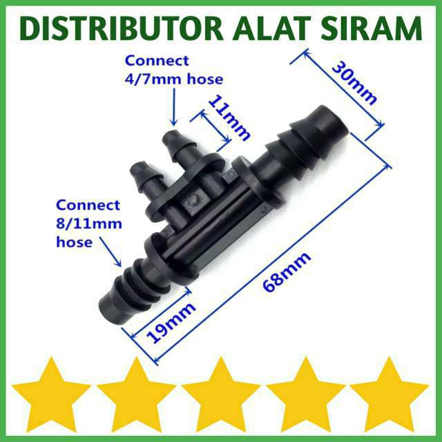 Jual KONETOR REDUCER TEE 11 KE 7 MM NEPEL T CONNECTOR UNTUK SELANG PE 8 ...