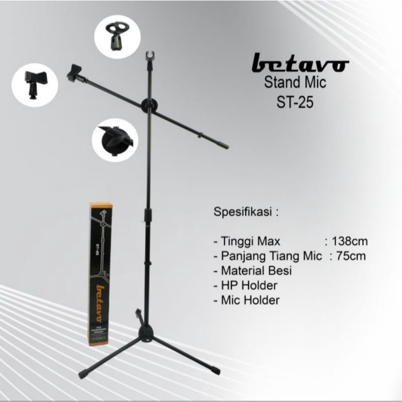Jual Stand Mic BETAVO ST-25 Bahan besi Stand Mikropon Tiang Mikrofon ...