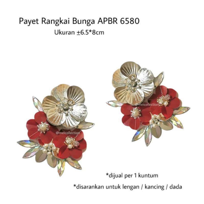 Jual Payet Rangkai Bunga 3d Apbr 6580 Red Series Shopee Indonesia