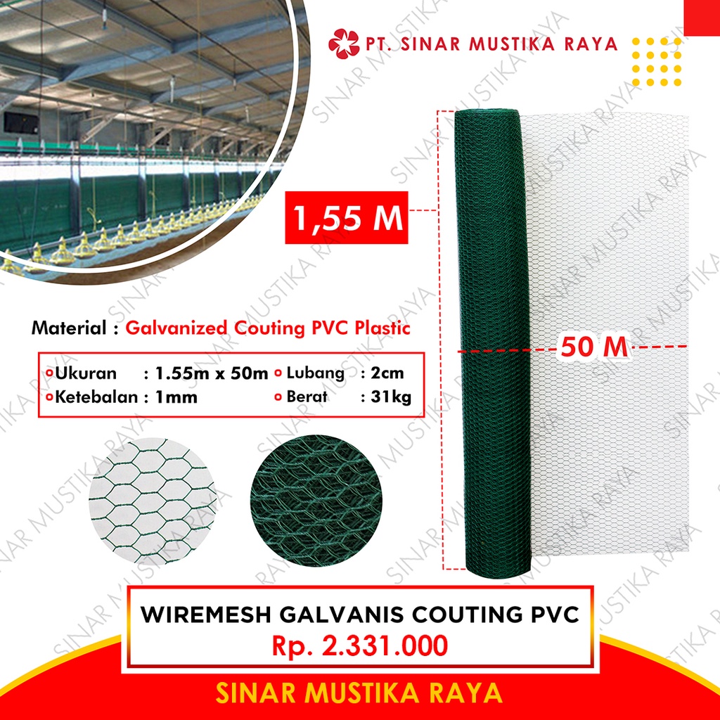 Jual Kawat Ayam Chicken Wire Mesh Pencegah Hama Lubang 2.5 cm Tebal ...