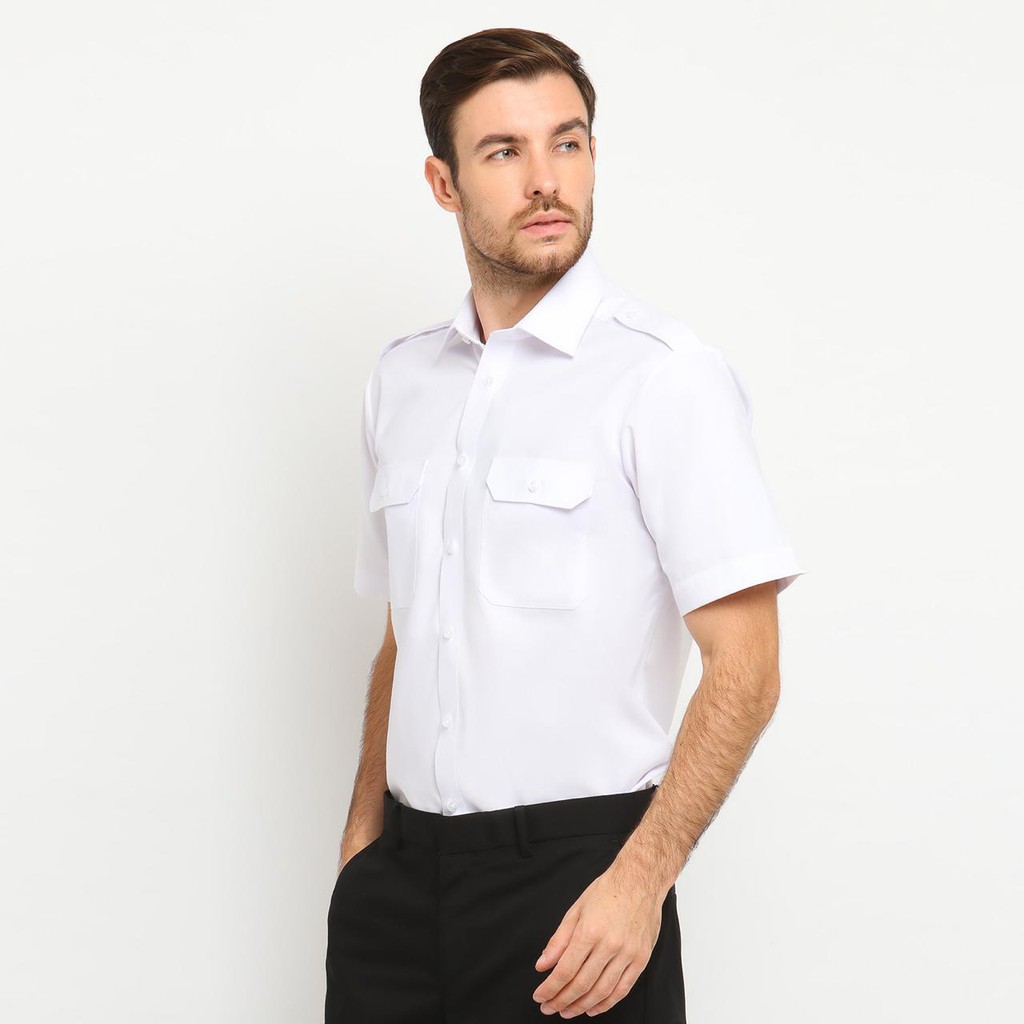 Jual Kemeja Pilot Putih PDH Pangkat Reguler Fit Lengan Pendek dan ...