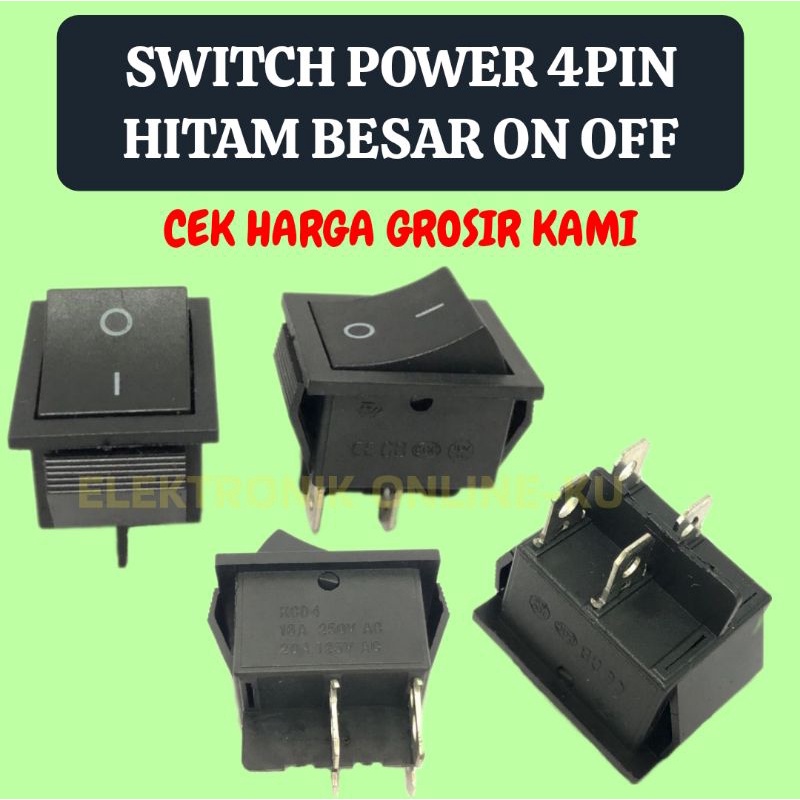 Jual SWITCH POWER 4PIN HITAM BESAR ON OFF | Shopee Indonesia