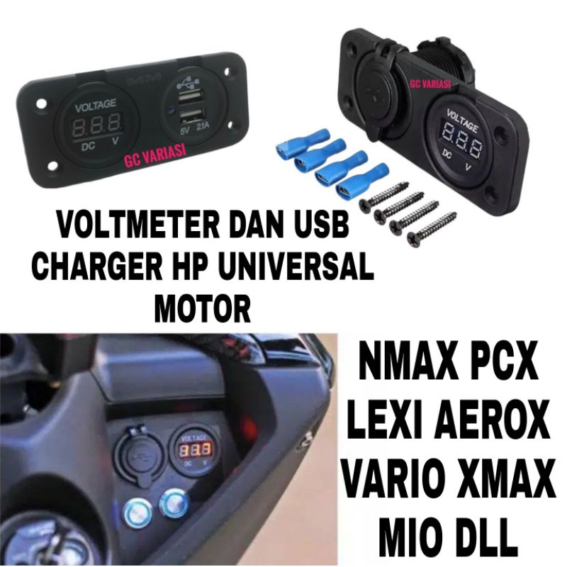 Jual VOLT METER CHAGER HP USB/USB CHAGER HP PLUS VOLMETER AKI MOTOR ...